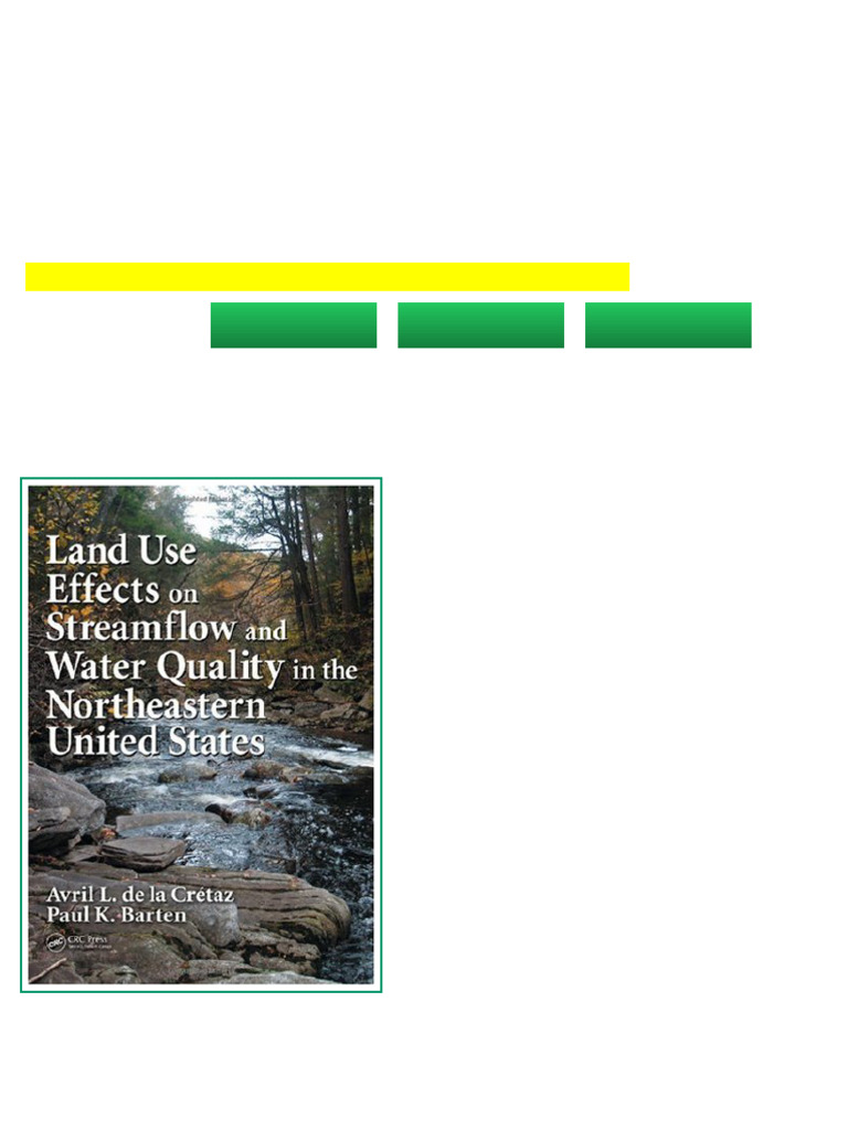 Land Use Effects On Streamflow and Water Quality in The Northeastern ...