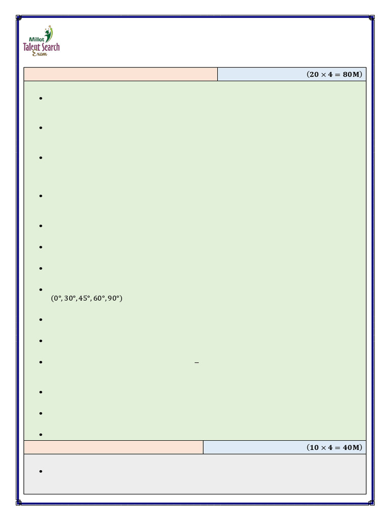 MTSE 2025-2026 Exam Syllabus Overview | PDF | Chemistry | Force