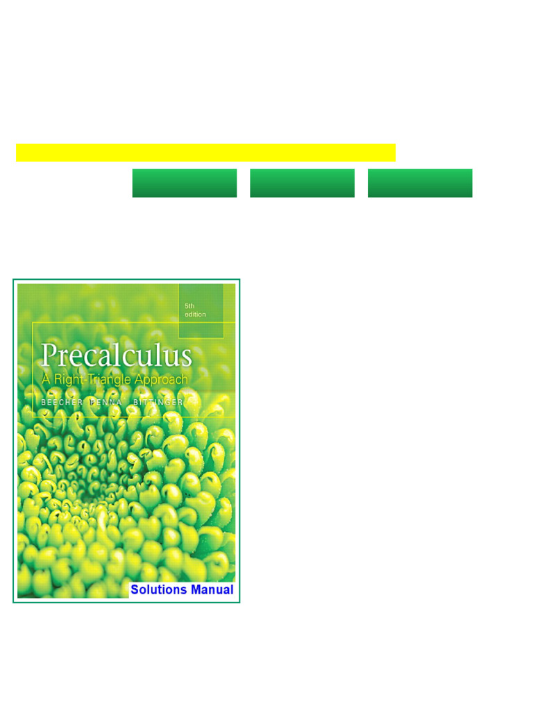 Precalculus A Right Triangle Approach 5th Edition Beecher Solutions ...