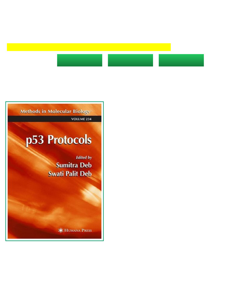 p53 Protocols 1st Edition Sumitra Deb No Waiting Time | PDF