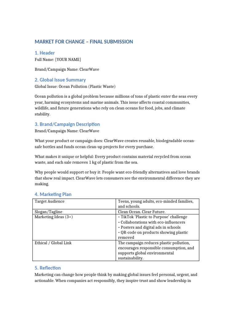 Market For Change Final | PDF