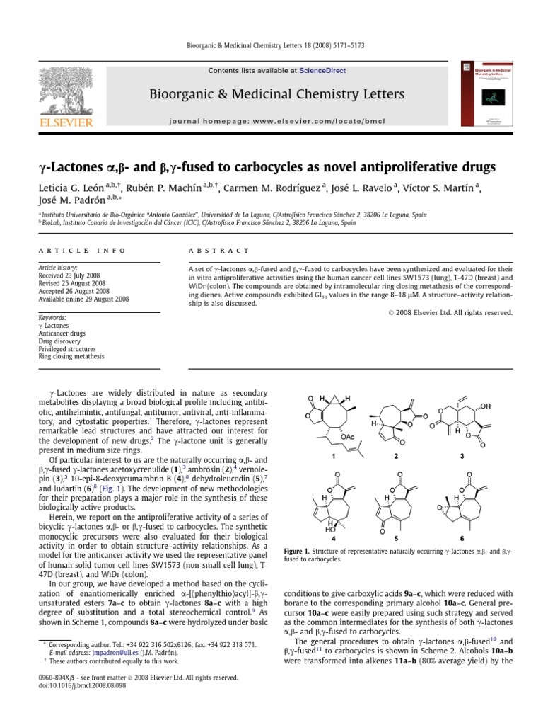 Bioorganic & Medicinal Chemistry Letters | PDF | Alkene | Natural Products