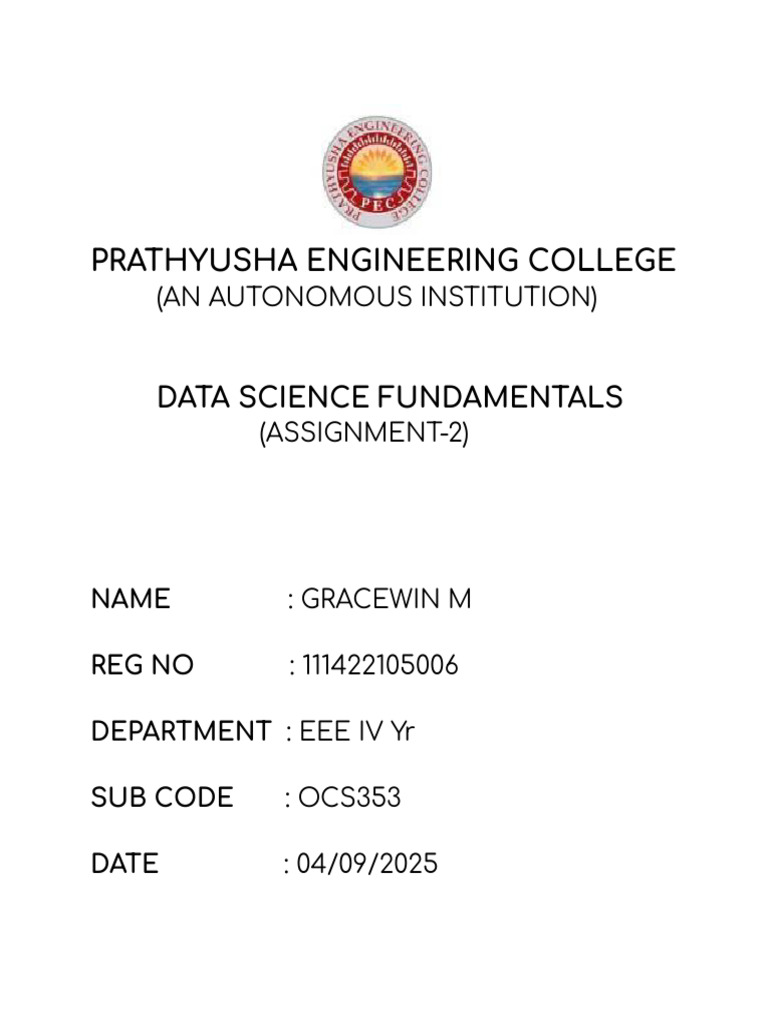 Data Science Fundamentals Assignment 2 | PDF