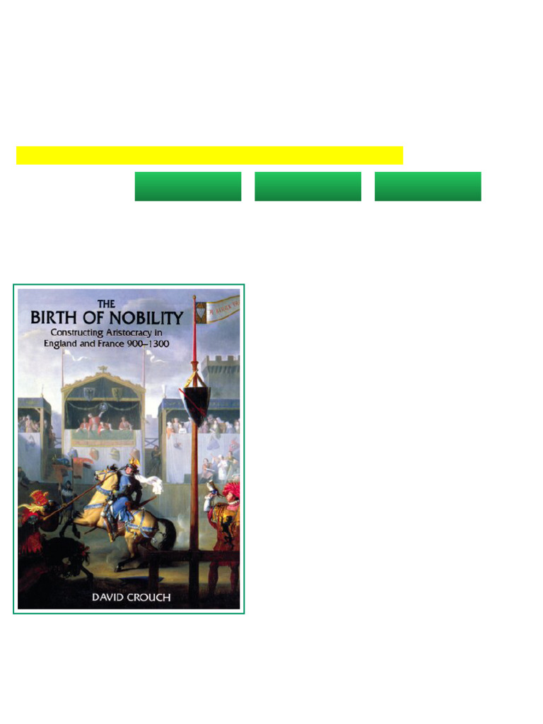 The Birth of Nobility Constructing Aristocracy in England and France ...