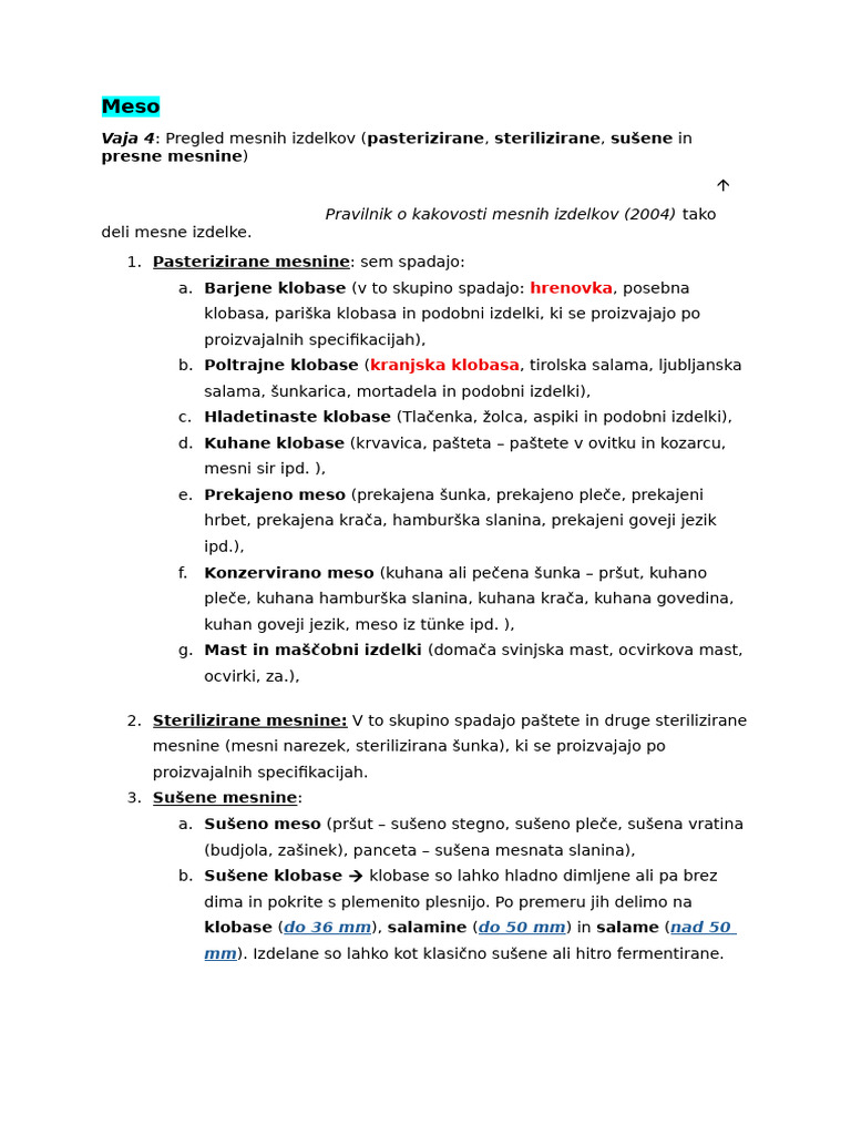 Zapiski Za Kolokvij Mesa - 2025. AJ | PDF