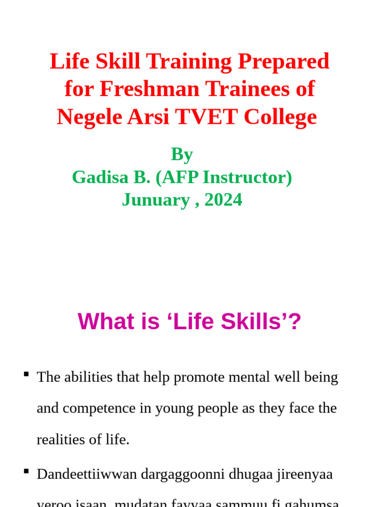 Life Skill Trainingfor Freshman Studentsoftvet | PDF | Vocational ...