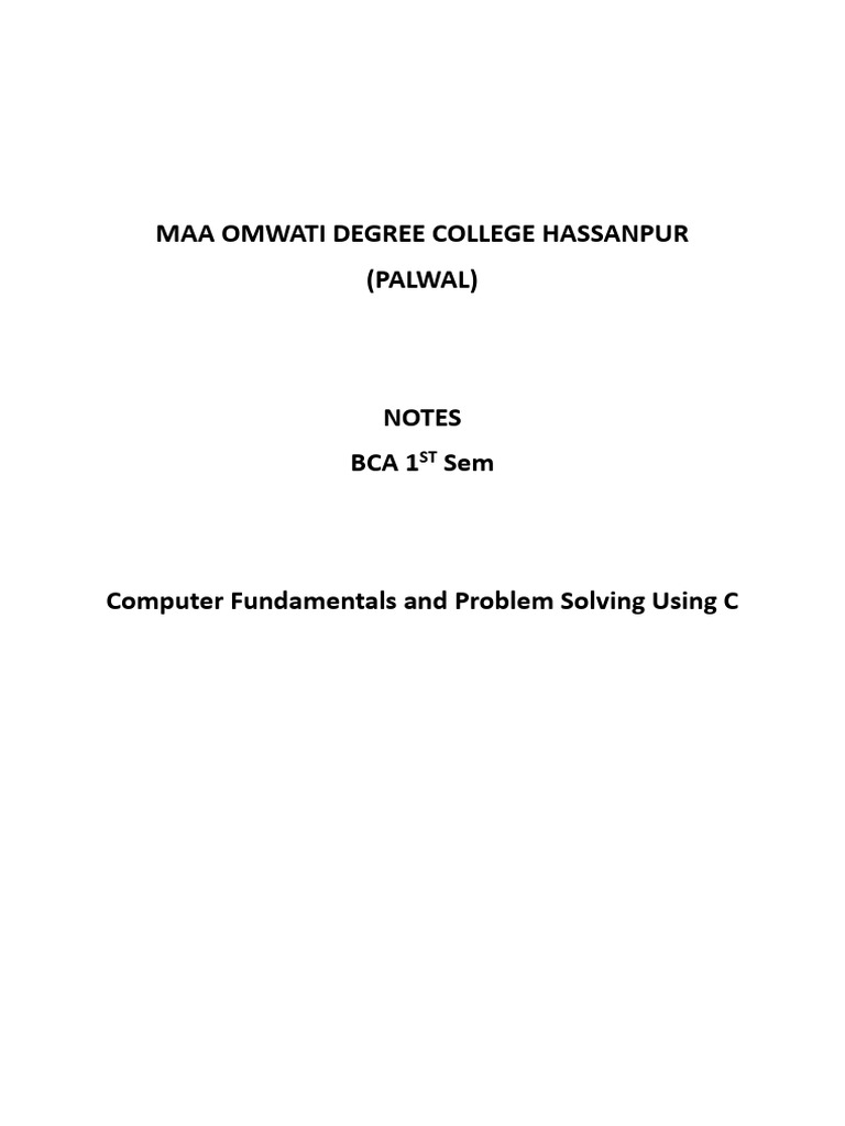 computer-fundamentals-problem-solving-using-c | PDF | Network Topology ...