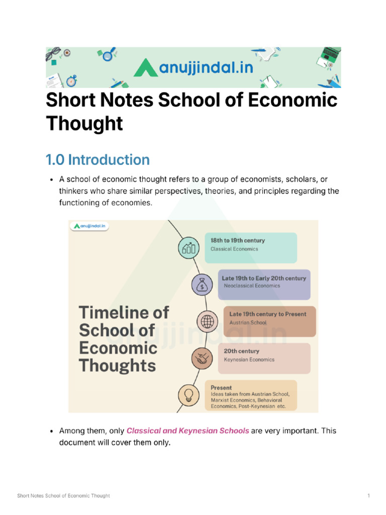 CH 2 Short Notes School of Economic Thought | PDF