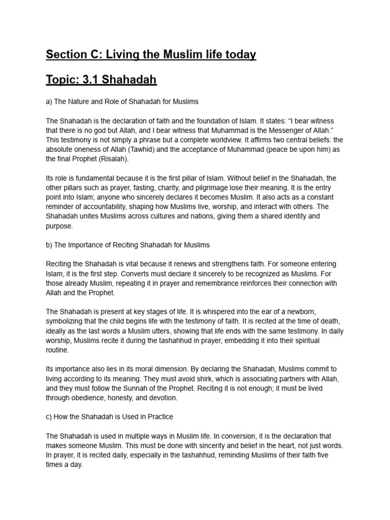 Understanding the Shahadah in Islam | PDF | Ramadan | Surah