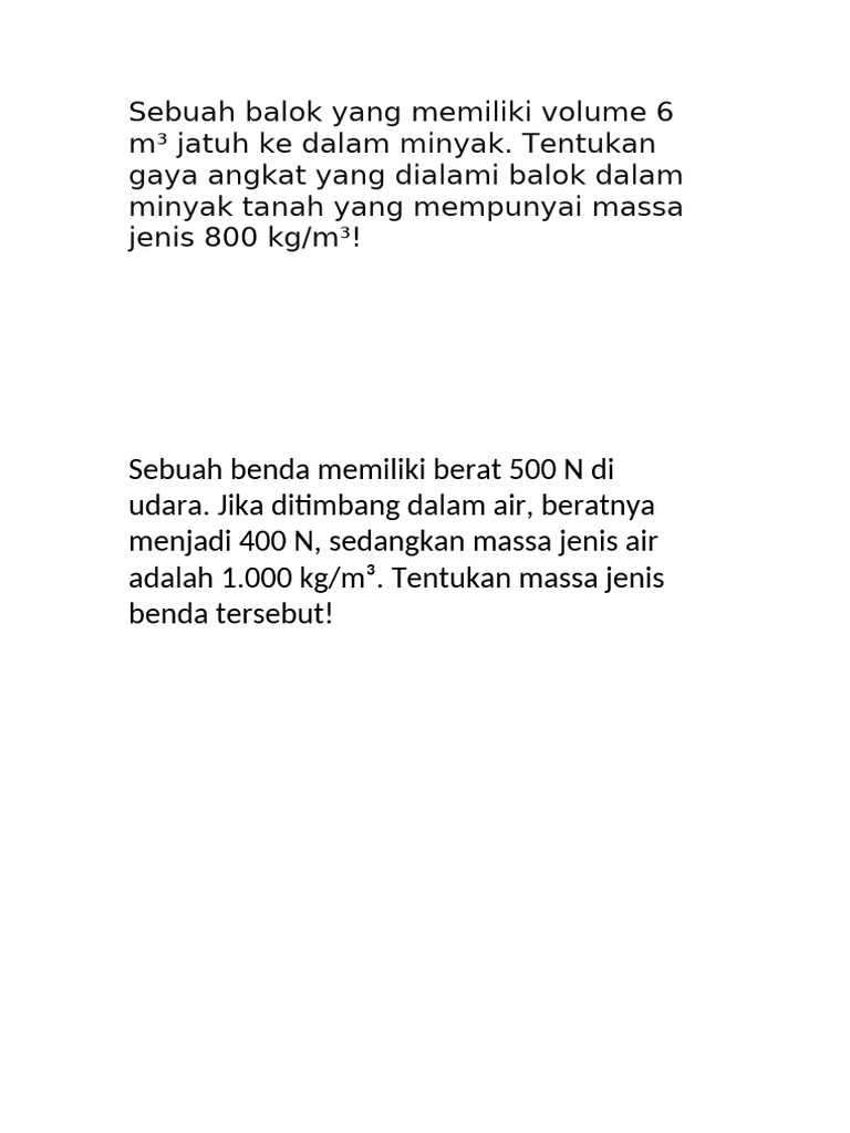 Gaya Angkat dan Massa Jenis Benda dalam Fluida | PDF