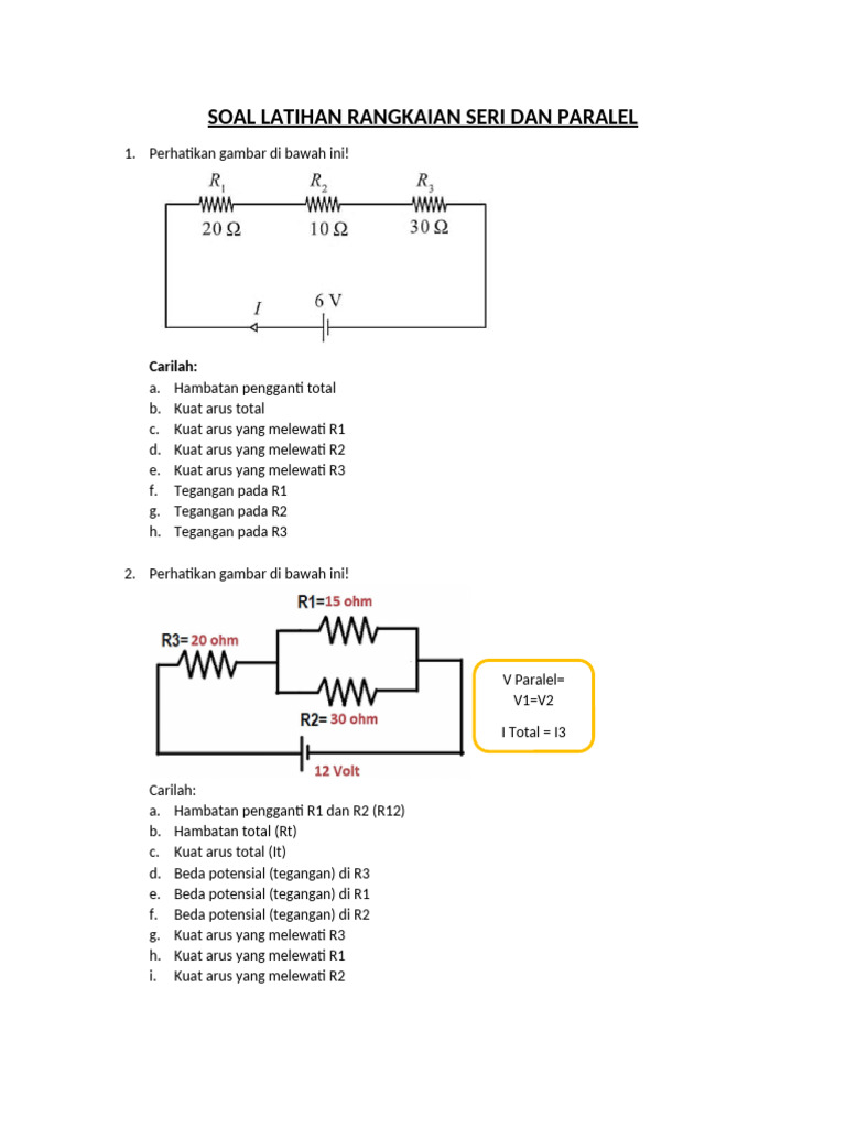 Soal Rangkaian Seri Dan Paralel Part 3 | PDF