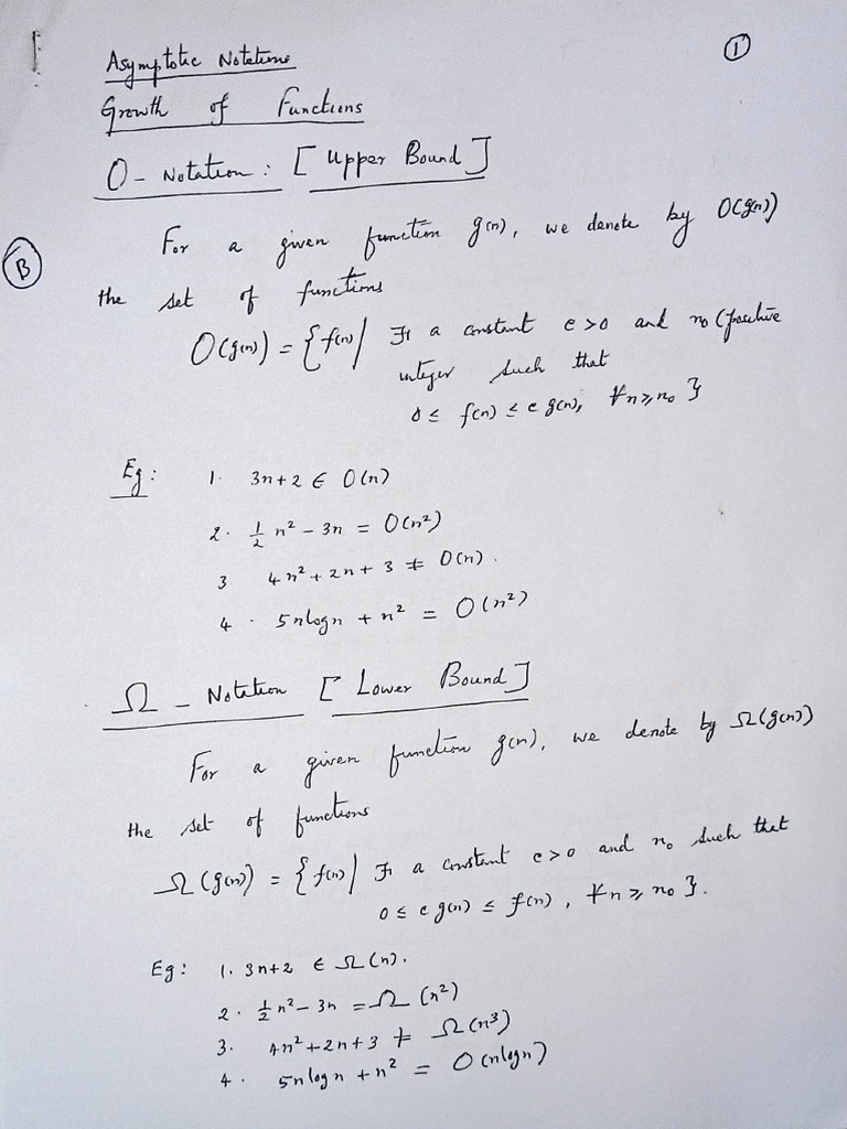 Growth of Functions - Asymptotic Notations | PDF