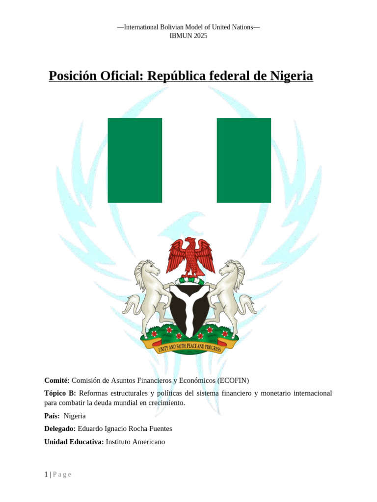Ibmun 2025 Topico A | PDF | Nigeria | Deuda
