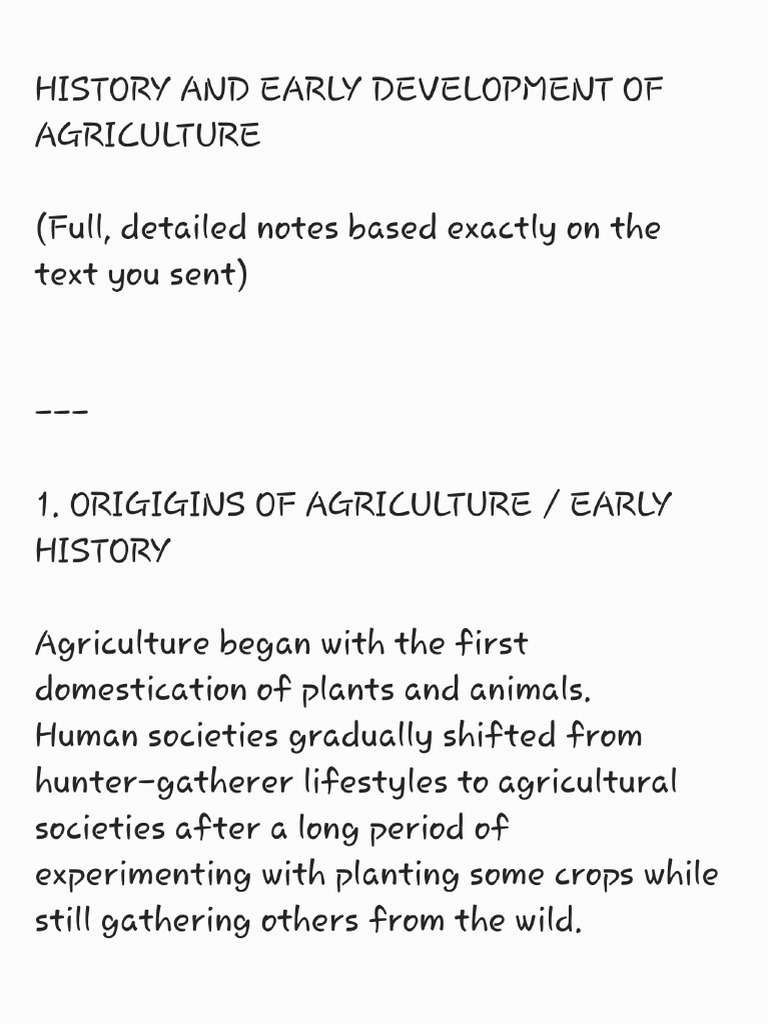 Pdfkcu130introduction and Development of Early Agriculture . | PDF