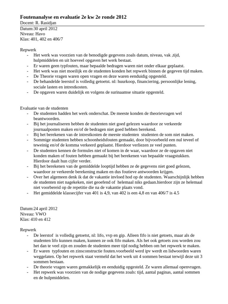 Foutenanalyse 2e KW 2e Ronde 2012 | PDF