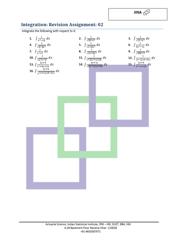 Integration Revision Assignment 02 | PDF