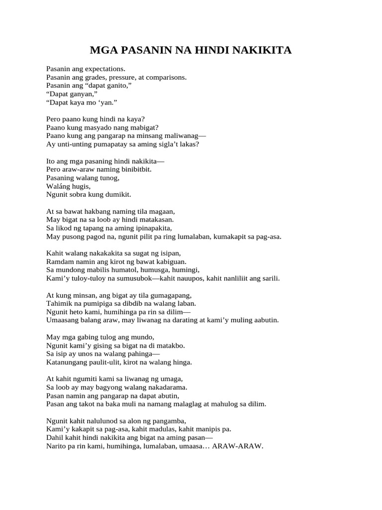 Piyesa Sabayang Pagbigkas | PDF