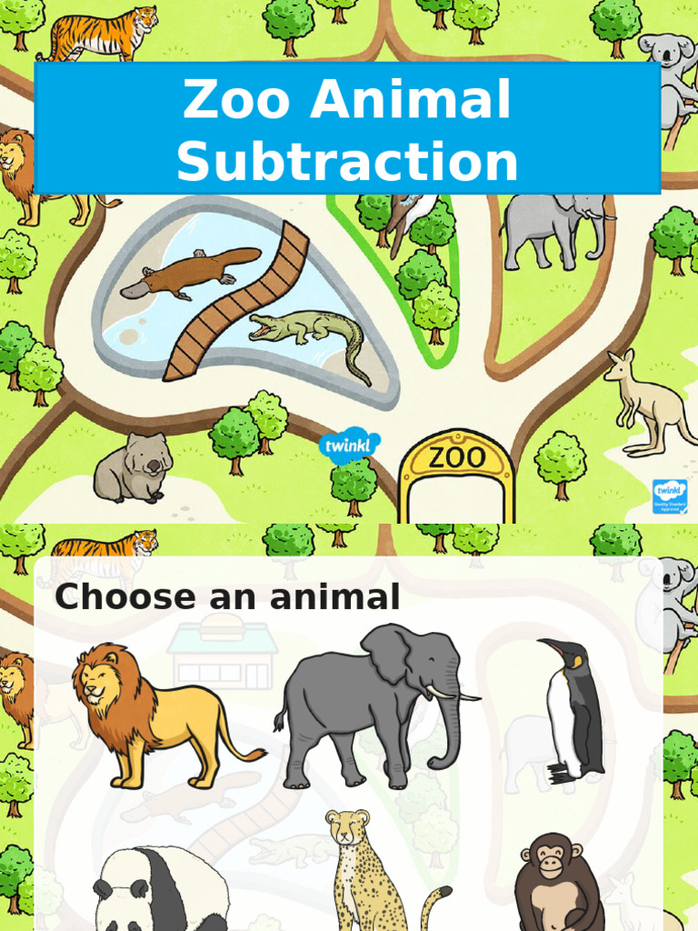 Zoo Animal Themed Subtraction Powerpoint Ver 2 | PDF
