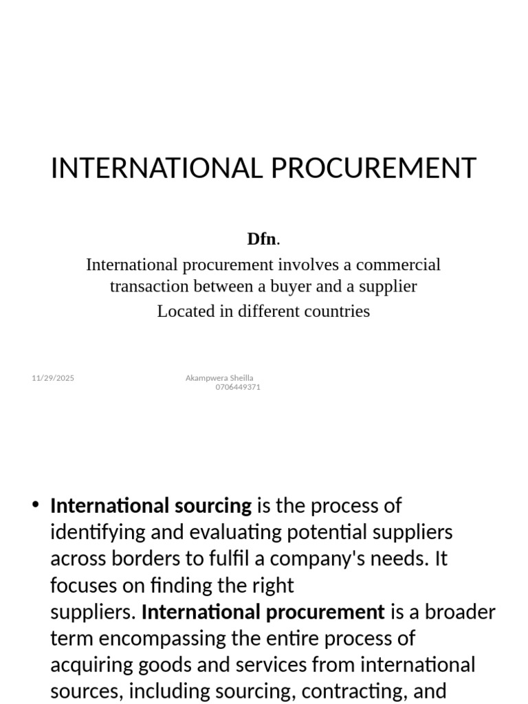 International Procurement One | PDF | Letter Of Credit | Procurement