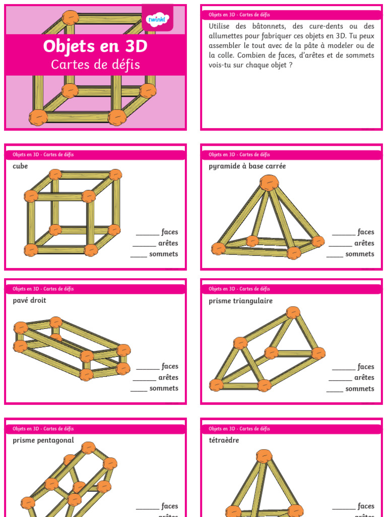 Défis de construction d'objets 3D | PDF | Géométrie euclidienne ...