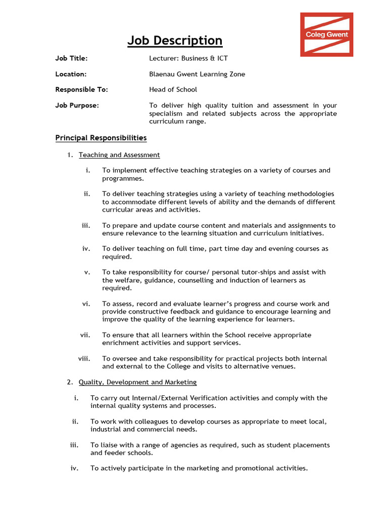 Lecturer - Business - ICT - Blaenau Gwent Learning Zone - Job ...