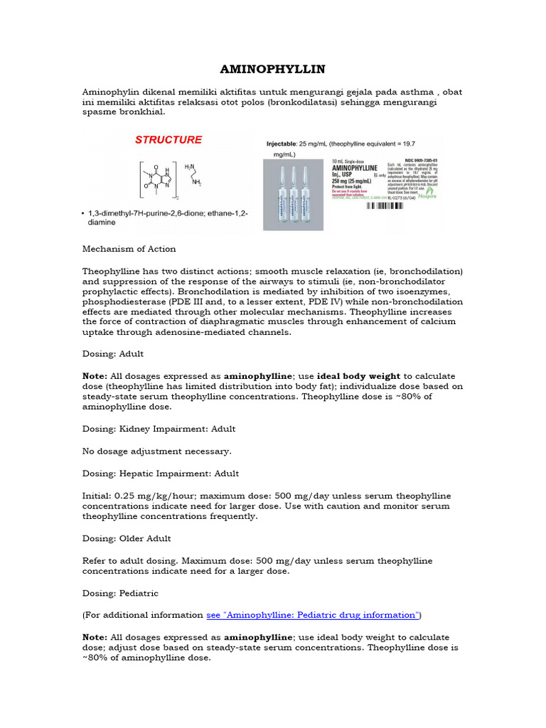 AMINOPHYLLIN | PDF | Dose (Biochemistry) | Chemistry
