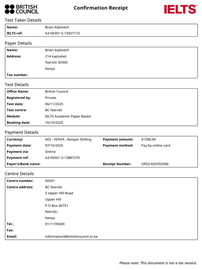 Ielts 11-06-2025 Confirmation Receipt-2 | PDF