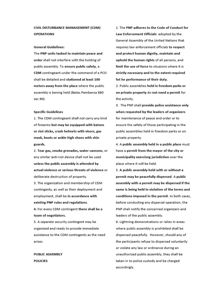 Civil Disturbance Management Guidelines | PDF | Justice | Crime & Violence