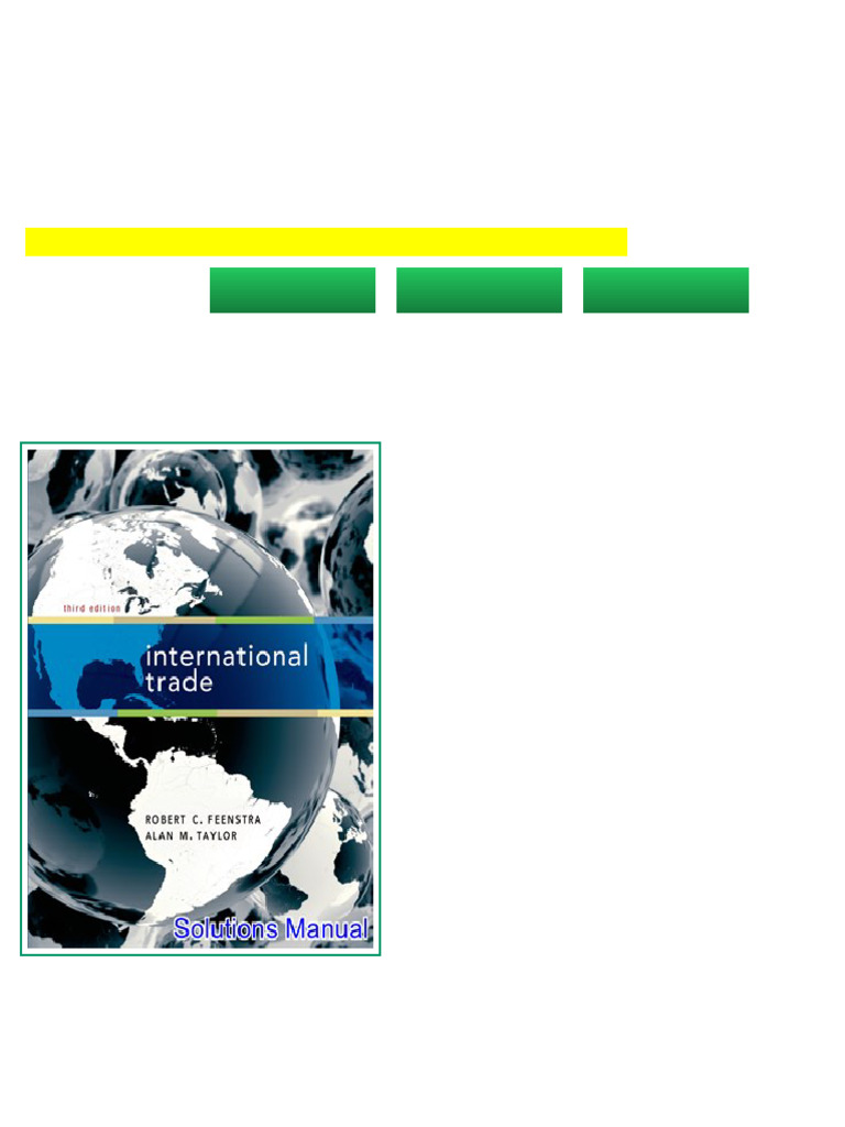 International Trade 3rd Edition Feenstra Solutions Manual all chapters ...