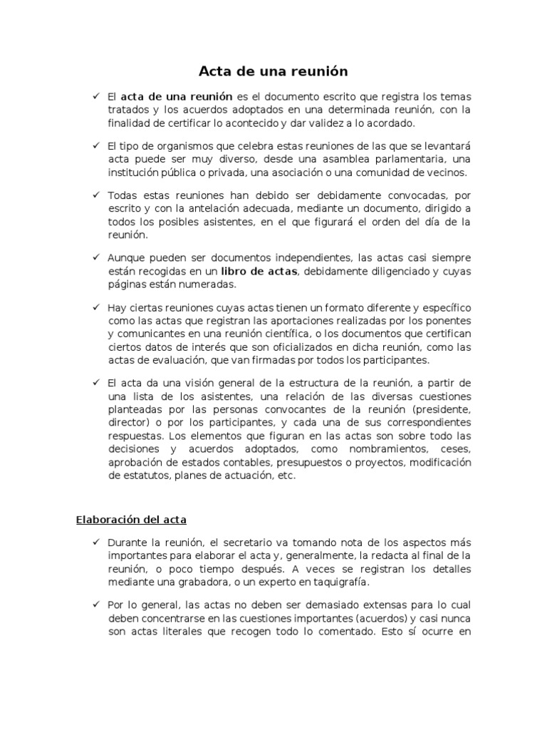 Guía para Redactar Actas de Reunión | PDF | Gobierno