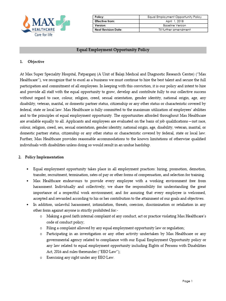 Equal Employment Opportunity Policy PPG 874385440a | PDF | Equal ...