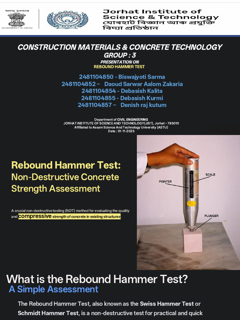 Rebound Hammer Test NDT | PDF | Concrete | Hardness