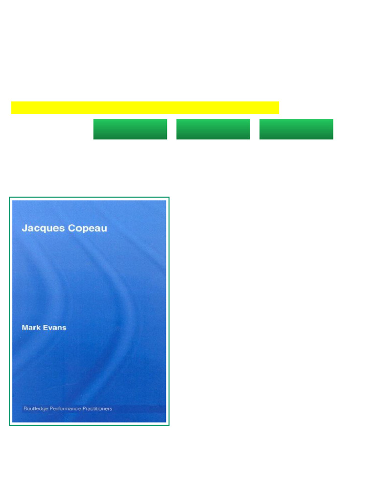 Jacques Copeau Routledge Performance Practitioners 1st Edition Mark ...