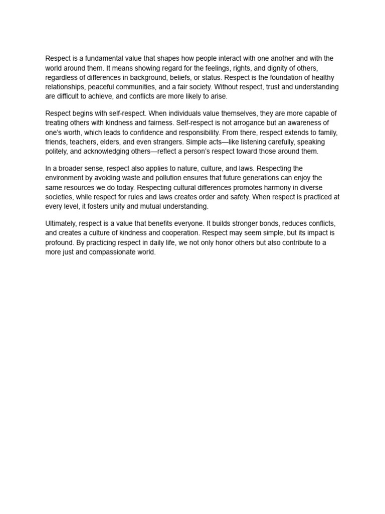 The Importance of Respect in Society | PDF