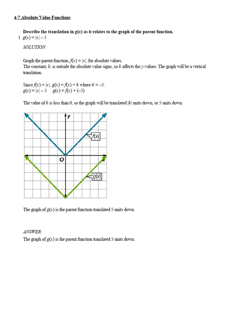 4 7 Absolute Value Functions | PDF | Function (Mathematics) | Cartesian ...