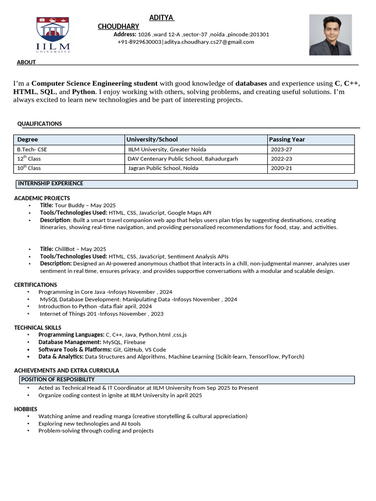 CV Format | PDF | Computer Programming | Databases