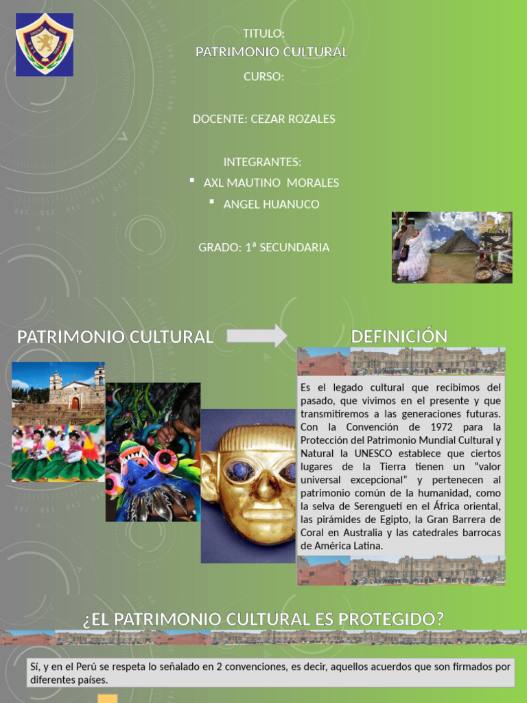 Diapositivas Patrimonio Cultural | PDF | Patrimonio cultural | Perú