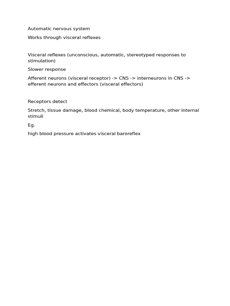 Automatic Nervous System | PDF | Taste | Motor Neuron