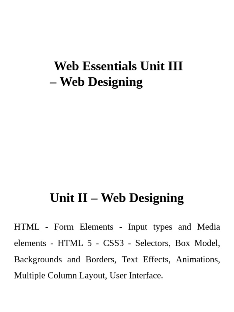 Web Designing (HTML5 and CSS) Presentation | PDF | Html | Html5