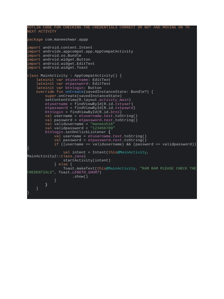 kotlin | PDF | Android (Operating System) | User (Computing)