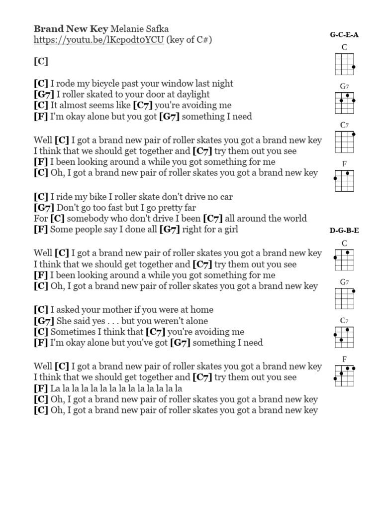 "Melanie Safka's 'Brand New Key' Lyrics" | PDF