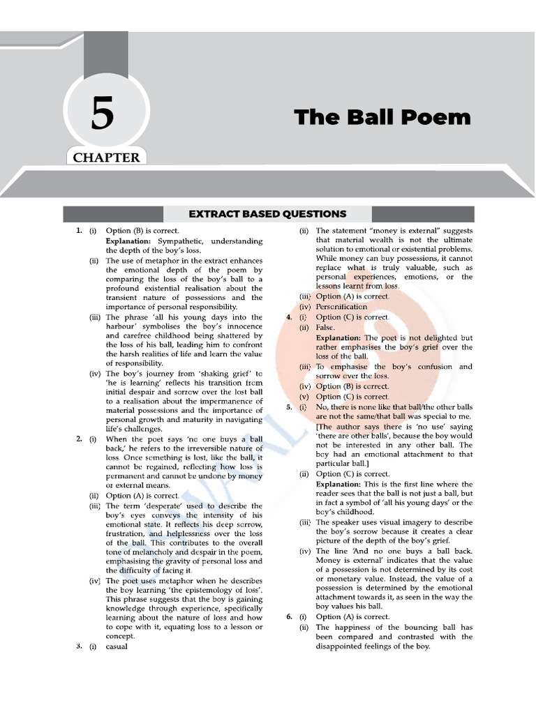 Poetry Ch-5 the Ball Poem | PDF