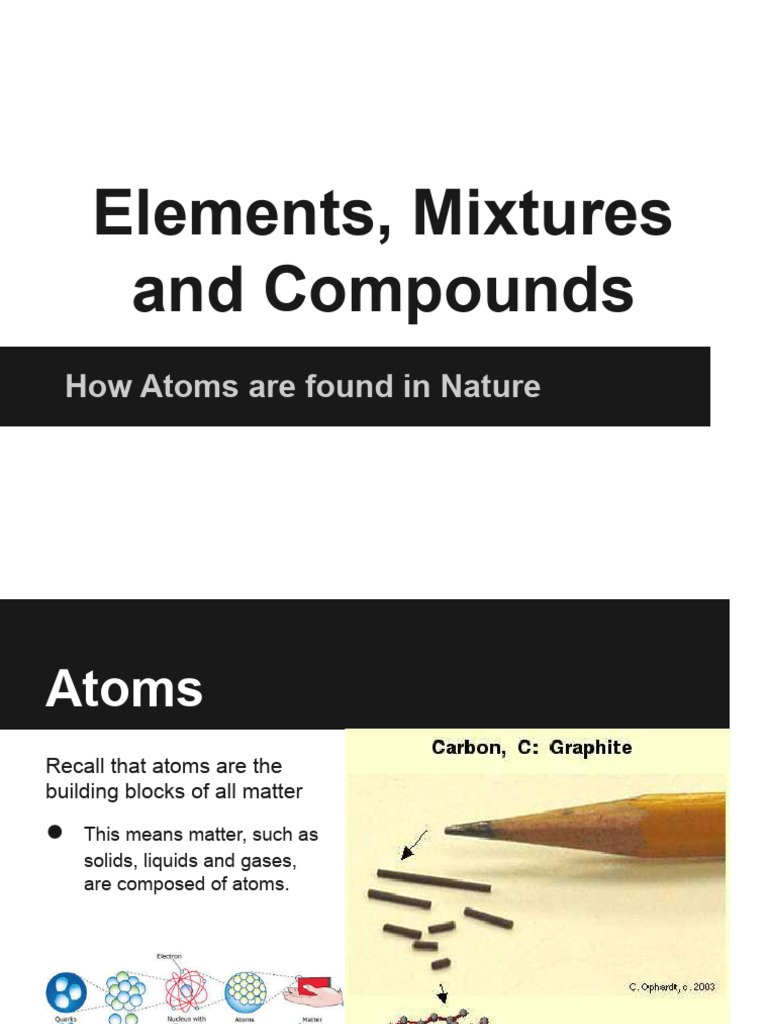 Atoms, Elements, Compounds, Mixtures | PDF | Chemical Substances ...