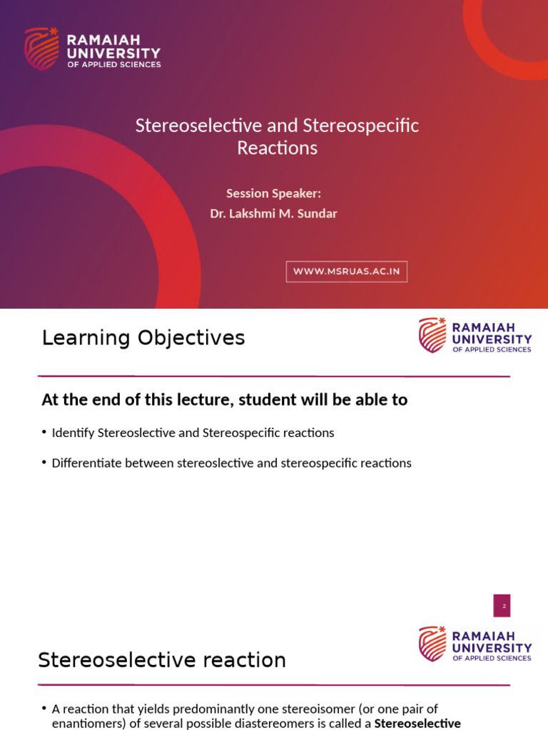Stereoselective vs Stereospecific Reactions | PDF | Enantioselective ...