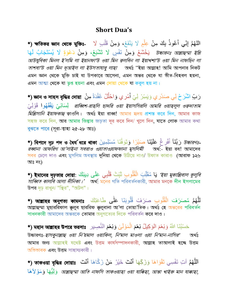 Short Duas (23,11,2025) | PDF