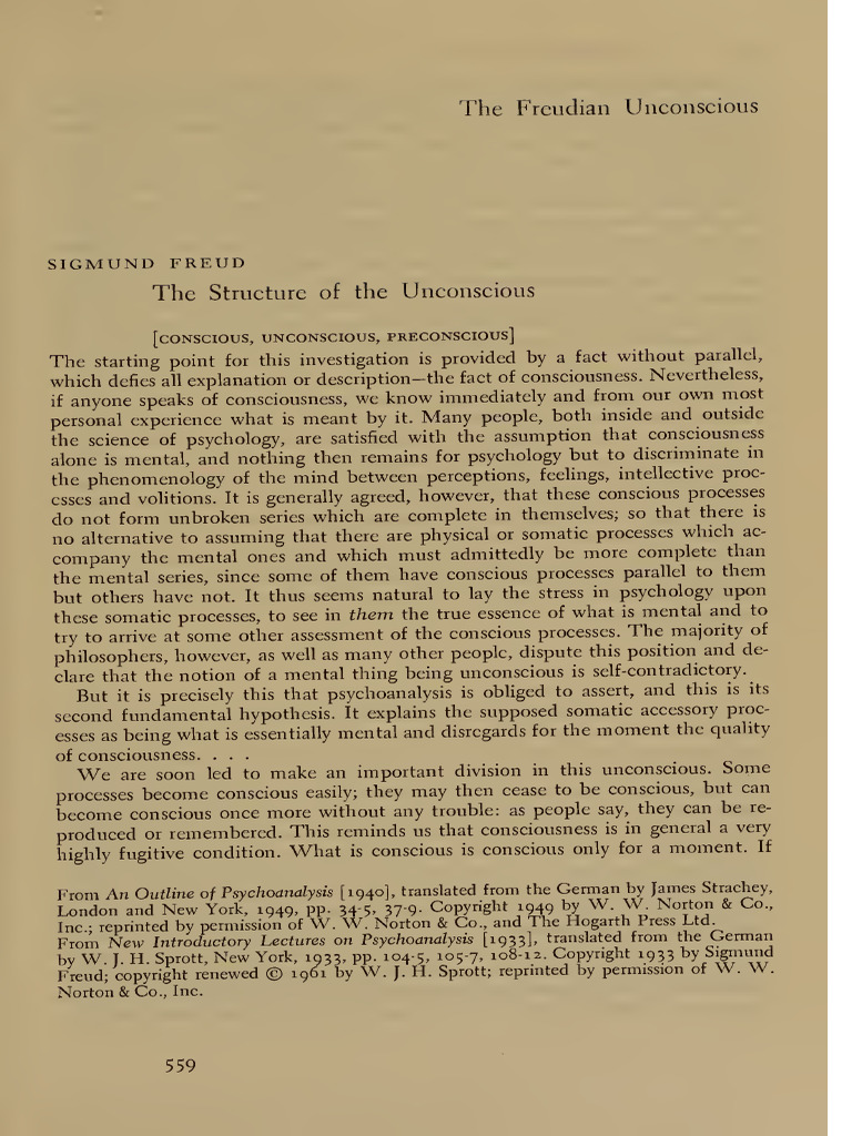 Sigmund Freud Unconscious | PDF | Psychology | Psychological Concepts