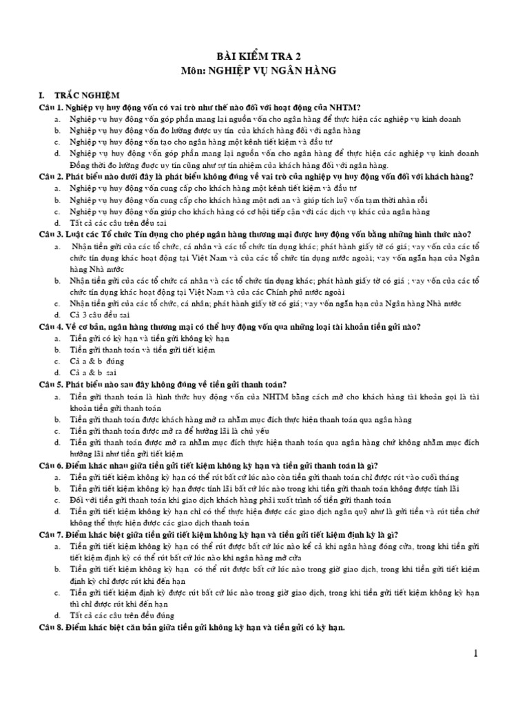BAI KIEM TRA 2 | PDF