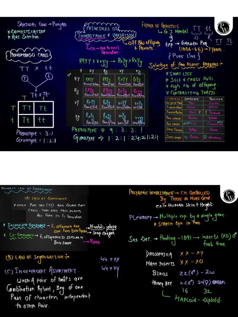 Principle of Inheritance and Variation Class Notes | PDF