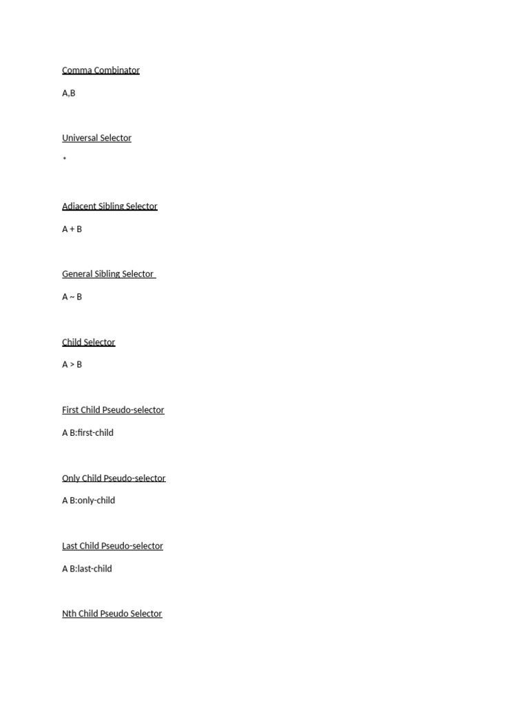 Selector Names | PDF