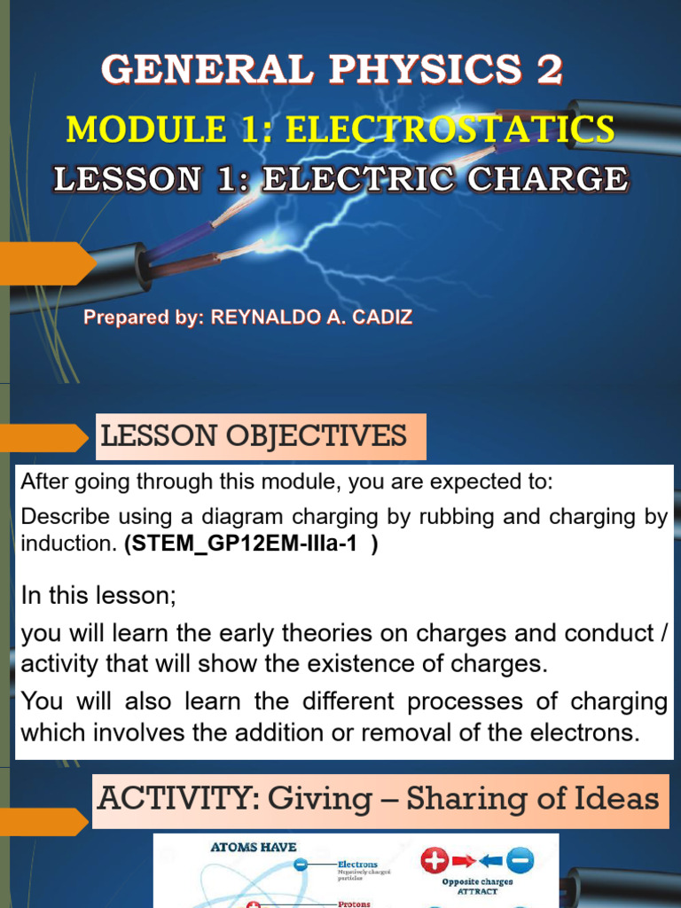 Module 1 Lesson 1 - 082613 | PDF | Electric Charge | Electron
